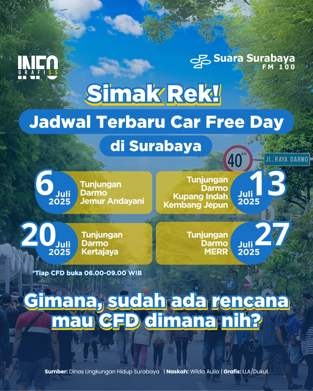 Simak Rek! Jadwal Terbaru Car Free Day di Surabaya