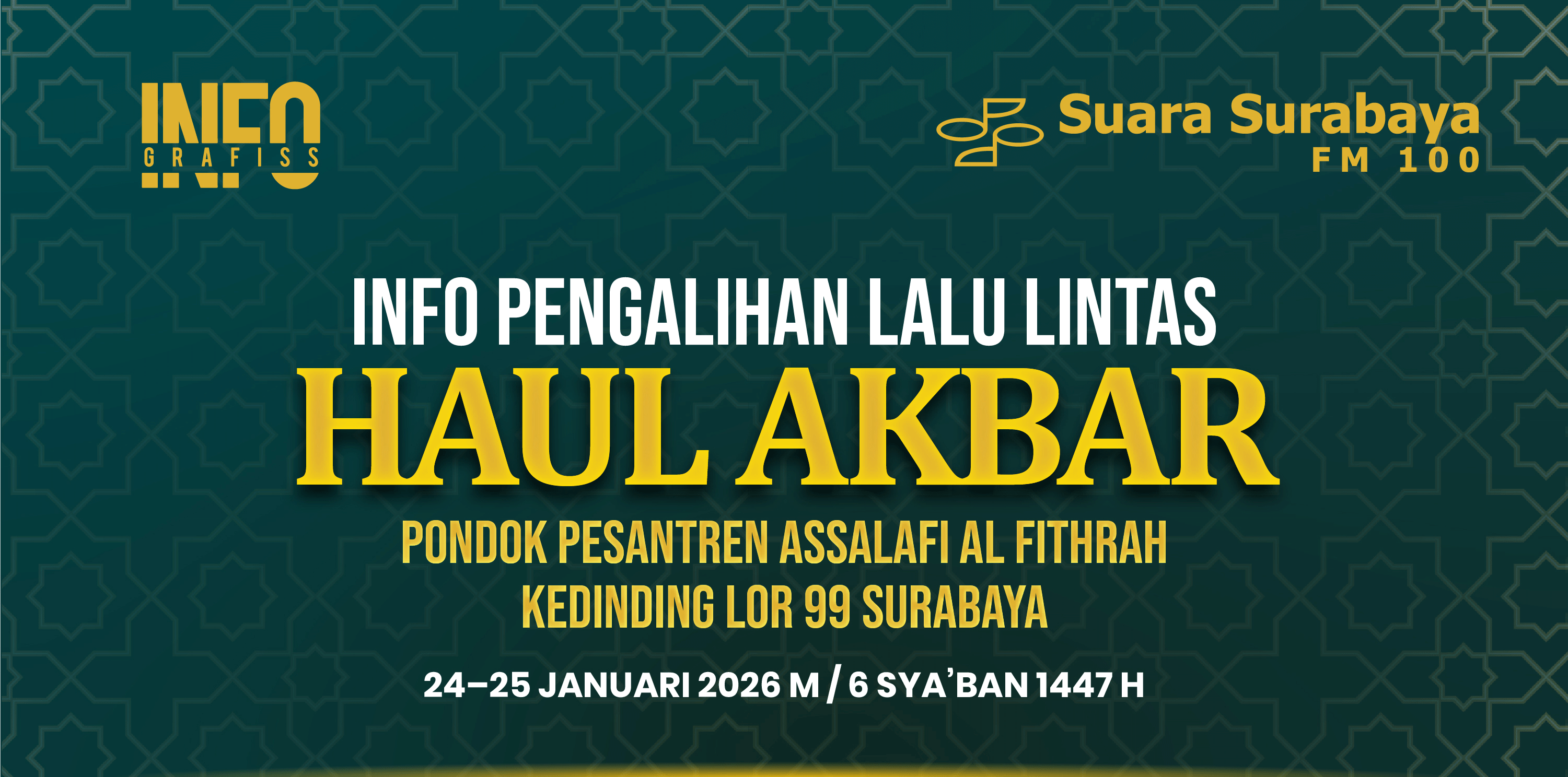 Info Pengalihan Lalu Lintas Haul Akbar di Kedinding Lor, Surabaya